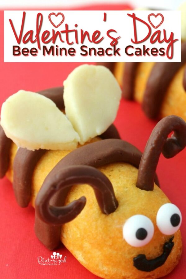 Valentine's Day Bee Mine Snack Cakes · Pint-sized Treasures